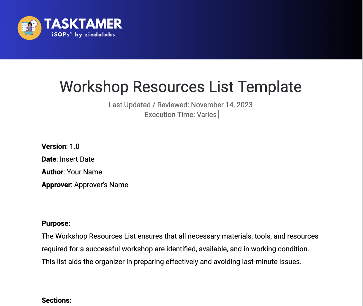🛠️ Workshop Resources List Template | zindo+co